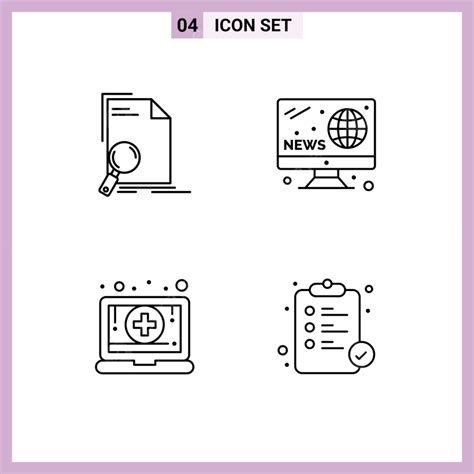 분석의 4가지 간단한 채워진 선 평면 색상의 픽토그램 세트 병원 픽토그램 보고서 Png 일러스트 및 벡터 에 대한 무료 다운로드 Pngtree