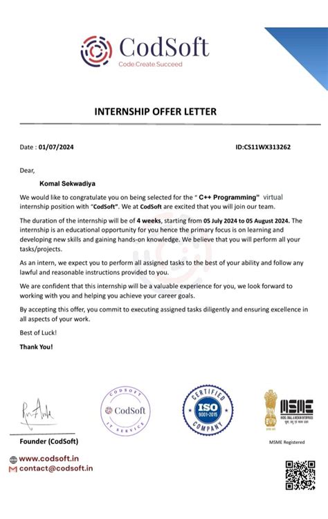komal sekwadiya on linkedin codsoft internship c