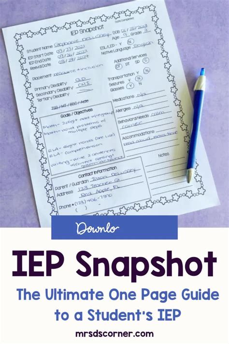 Iep Snapshot Template Editable Smart Template Maker