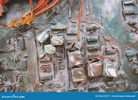 Old Printed Circuit Board With Microcircuits And Parts Stock Image Image Of Device Hardware