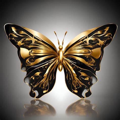 Gold Abstract Butterfly Black Background Stock Illustrations