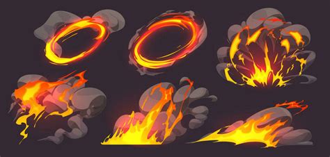 Game Effect Of Fire Flame Animation With Smoke 24243983 Vector Art At