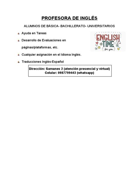 Profesora De Inglés Pdf