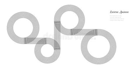 Abstract Black White Stripe Line Geometric Pattern Loop Design Element Retro Styled