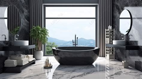 놀라운 3d 욕실 렌더링 검은색 대리석과 흰색 시멘트가 우아한 배경을 연출합니다 대리 배경 내부 배경 놀라 배경 이미지 Hd 대리 내부 놀라 배경 사진 무료