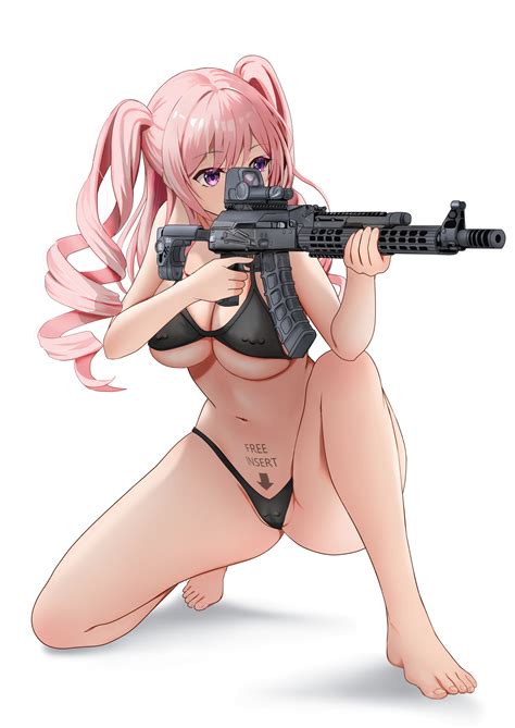 Rule 34 Absurdres Aiming Ak 12 Arrow Symbol Assault Rifle Barbell Piercing Bare Arms Bare
