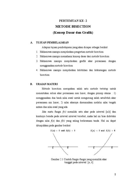 Pertemuan Ke 02 Metode Bisection Konsep Dasar Dan Grafik Pdf Pdf