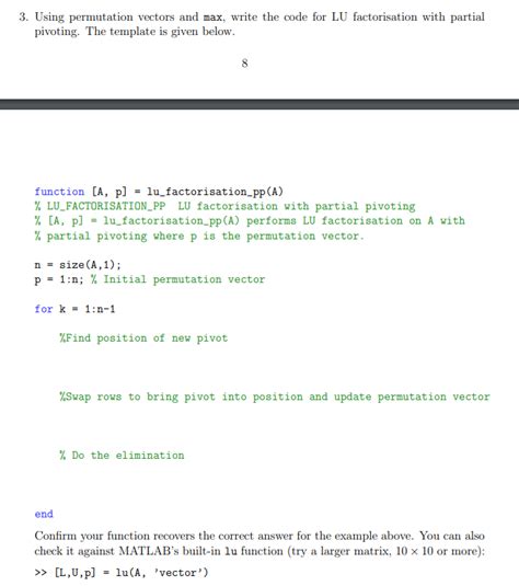 3 Using Permutation Vectors And Max Write The Code