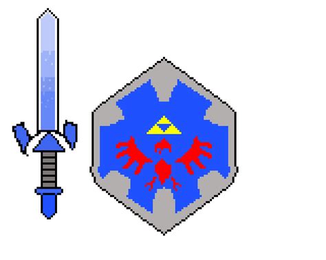 The Hylia Shield And The Master Sword Pixel Art