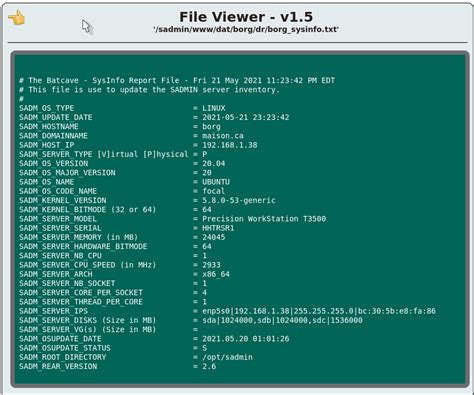 Sadm Create Sysinfo Sh SADMIN Linux System Administration Tools