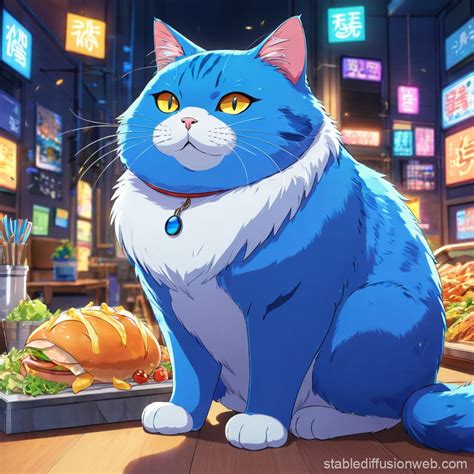 Fat Blue Cat Cartoon