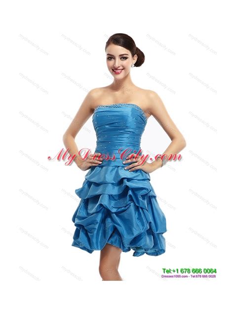 Baby Blue Strapless Prom Dresses With Pick Ups And Beading Mydresscity Com