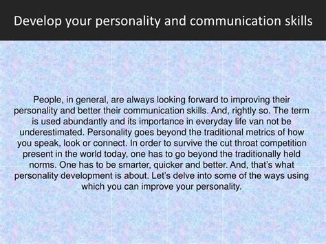 Ppt Develop Your Personality And Communication Skills Powerpoint Presentation Id7317297