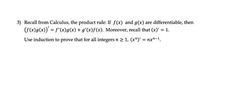 Solved Recall From Calculus The Product Rule If F X Chegg Com