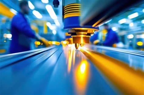 High Tech Industrial Manufacturing Process With Automated Machine Stock Illustration