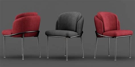 Minotti Fill Noir Chairs Set 3d Model