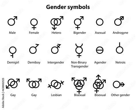All Gender Symbol Icon Vector Set Illustration Sexual Orientation Sex