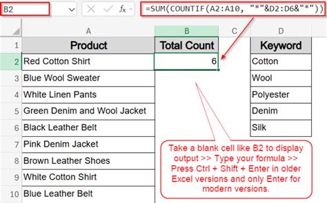 Countif To Count If Cell Contains Text From List In Excel Excel Insider