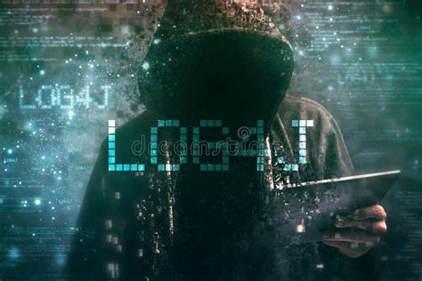 Hooded Computer Hacker In Cybersecurity Vulnerability Log4j Concept