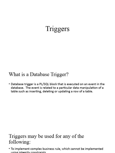 Lecture 22 Triggers Pdf Data Data Management Software