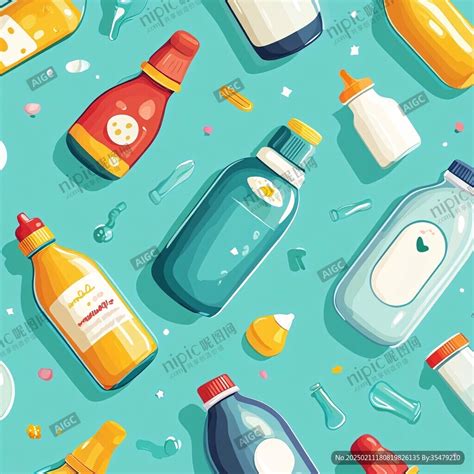 Ai创作图插画小瓶 婴儿洗衣液图案 瓶瓶罐罐素材 奶瓶原创设计 洗发水插画 奶瓶海报 奶瓶创意图标 洗衣液插画 药物食品插画 沐浴露插画 调味
