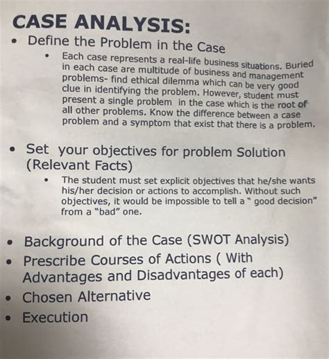 Solved CASE ANALYSIS Define The Problem In The Case Each Chegg Com
