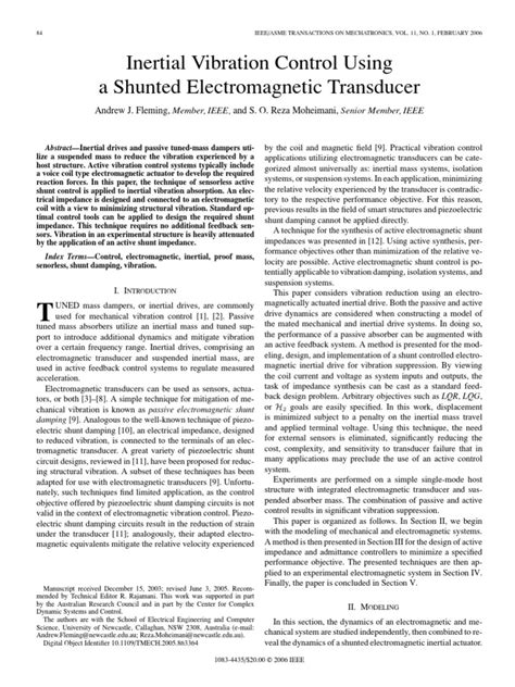 Pdf Inertial Vibration Control Using A Shunted Electromagnetic