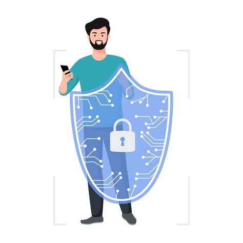 Cyber Safety Cyber Security And Privacy Concept Man Holding Online Protection Shield As Symbol