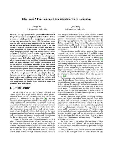 Pdf Edgefaas A Function Based Framework For Edge Computing