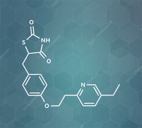 Pioglitazone Diabetes Drug Molecular Model Stock Image F025 2921