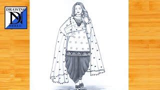 How To Draw A Traditional Girl Wearing Suit And Salwar Doovi