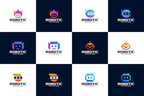 Premium Vector Set Of Robot Assistance Human Logo Design Smart