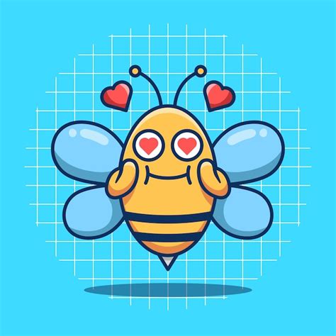 사랑 벡터 일러스트 레이 션에 귀여운 꿀벌 마스코트 프리미엄 벡터