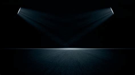 어두운 무대 쇼 진한 파란색 배경 빈 어두운 장면 네온 라이트 및 스포트라이트 연기가있는 콘크리트 바닥과 스튜디오 룸은