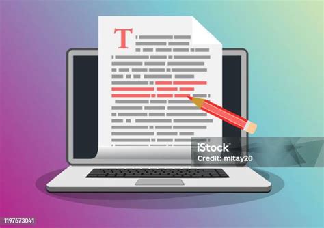 온라인 교육 창의적인 글쓰기 와 스토리 텔링 먼 학습 벡터 일러스트레이션 문서에 대한 스톡 벡터 아트 및 기타 이미지 문서 테크놀로지 편집자 Istock