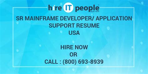 Sr Mainframe Developer Application Support Resume Hire It People We Get It Done