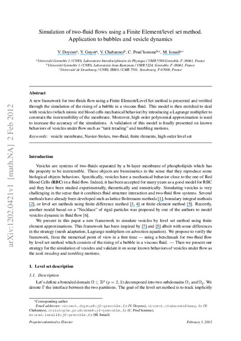 Pdf Simulation Of Two Fluid Flows Using A Finite Element Level Set Method Application To
