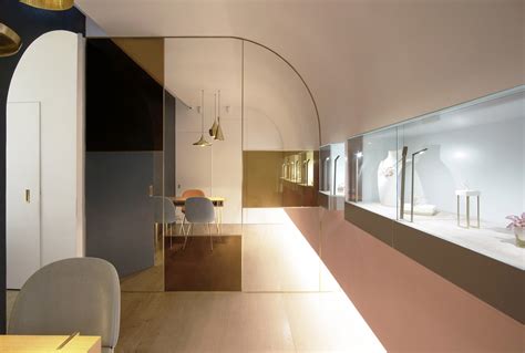 soft hued jewellery store designed for owner with love of gold and pink