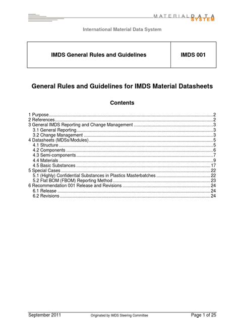 Imds General Rules And Guidelines Pdf Chemical Substances Weight