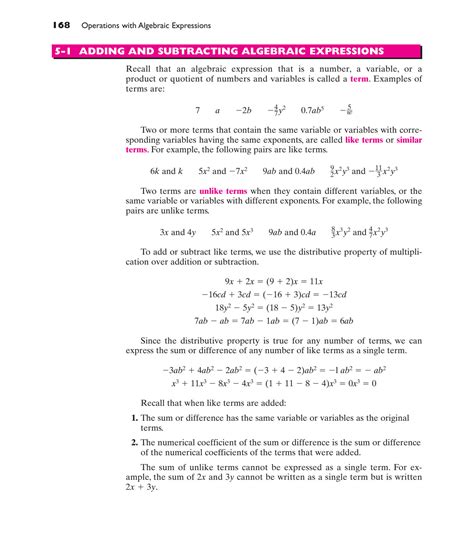 Solution Operations With Algebraic Expressions Lesson With Examples