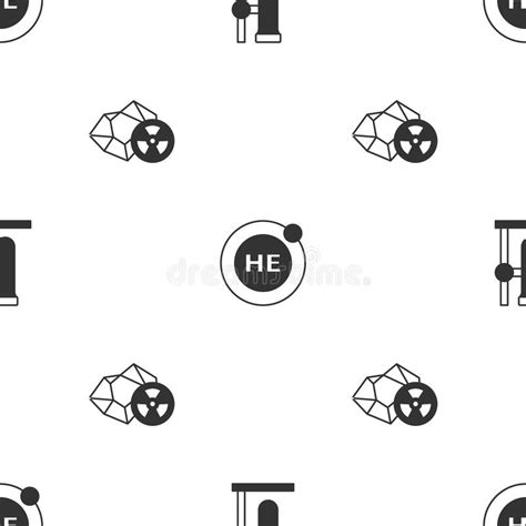 Set Test Tube Flask On Stand Helium And Radioactive On Seamless Pattern Vector Stock