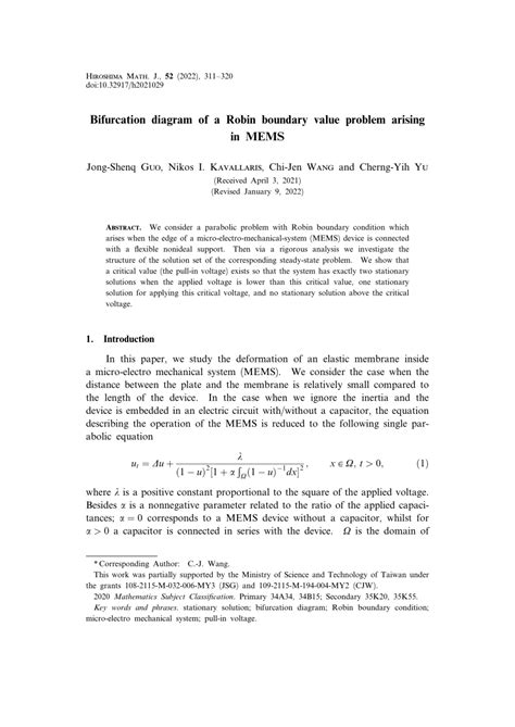 Pdf Bifurcation Diagram Of A Robin Boundary Value Problem Arising In Mems