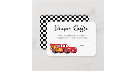 Cars Lightning Mcqueen Diaper Raffle Insert Card Zazzle