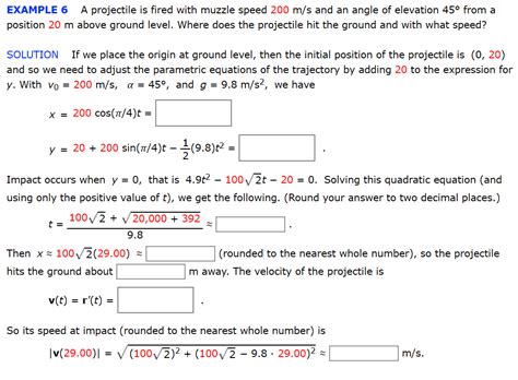 solved example 6 a projectile is fired with muzzle speed 200