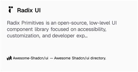 Radix Ui Radix Primitives Unstyled Accessible Ui Components For