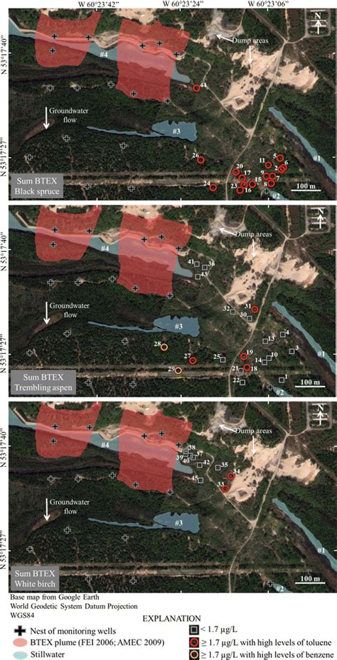Spatial Distribution Maps Of Sum Btex Concentrations In Tree Core