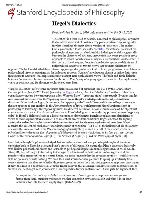 Hegels Dialectics Stanford Encyclopedia Of Philosophy 2 Pdf Dialectic Georg Wilhelm