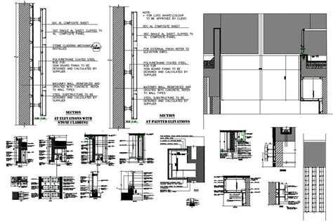 2d Autocad Drawing File Has The Plan Of Masaonry Wall And Stone