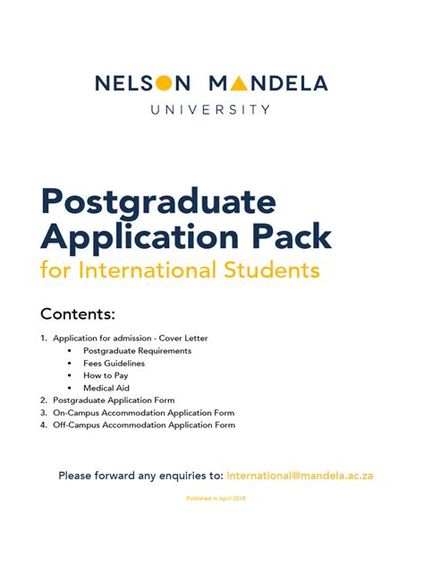 Nmu Postgraduate Application Pack Pdf Postgraduate Education Career And Growth