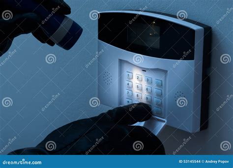 Burglar Trying To Disarm The Security Alarm System Stock Photo Image Of Black Burglary 53145544